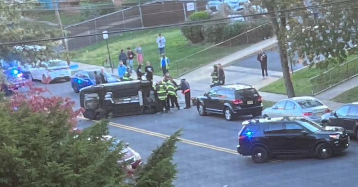 Crash Causes Car To Overturn in Elizabeth