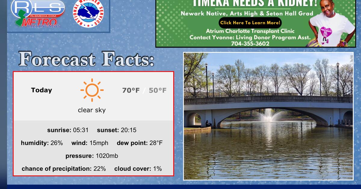 Newark, North Jersey to Experience Chilly Weather, Highs Around 68 ...