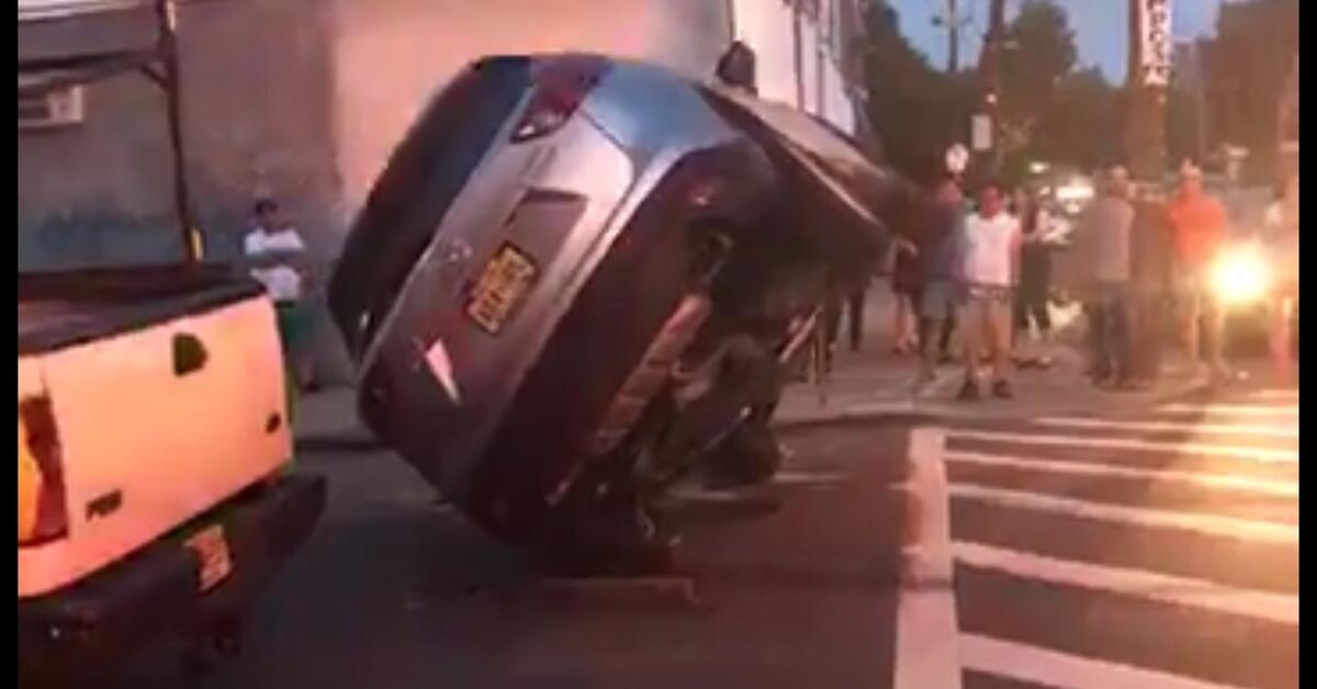 Car Crashes Then Overturns In Newarks Ironbound Section