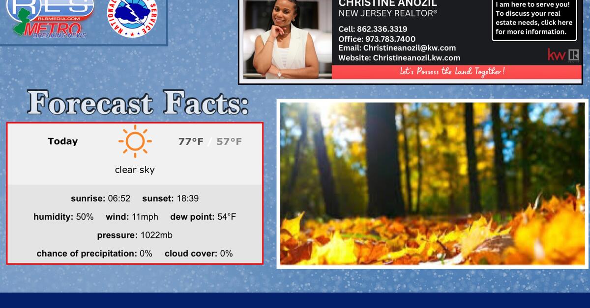 NWS: Beautiful Weather Ahead for Newark, North Jersey Region