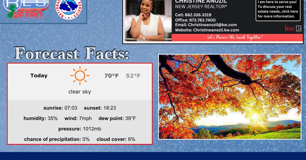 NWS: Enjoying Pleasant Weather in Newark, North Jersey Region