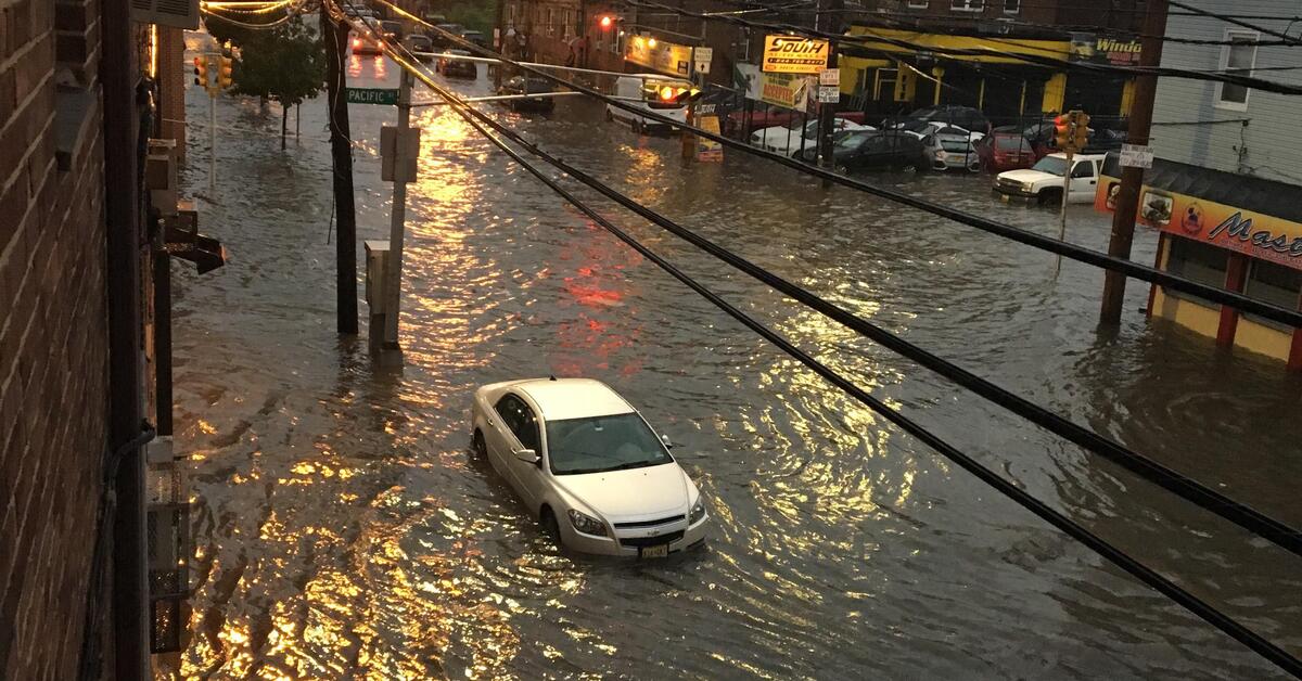 Torrential Rain Causes Multiple Streets to Flood in Newark