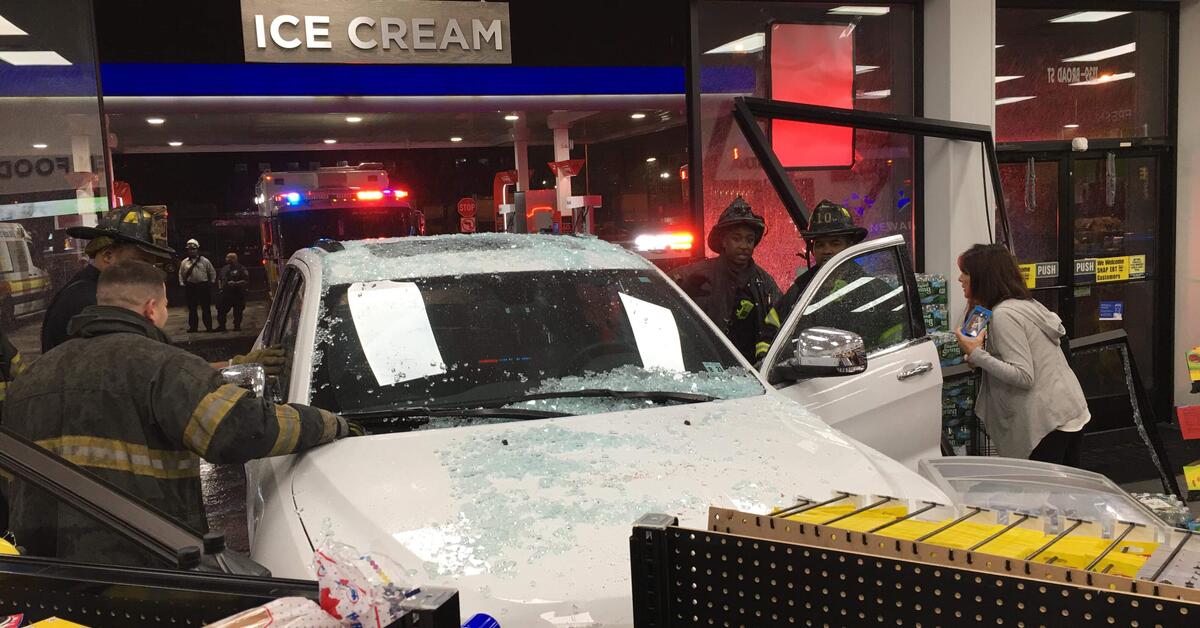 Car Crashes Through Window of Downtown Newark Grocery Store