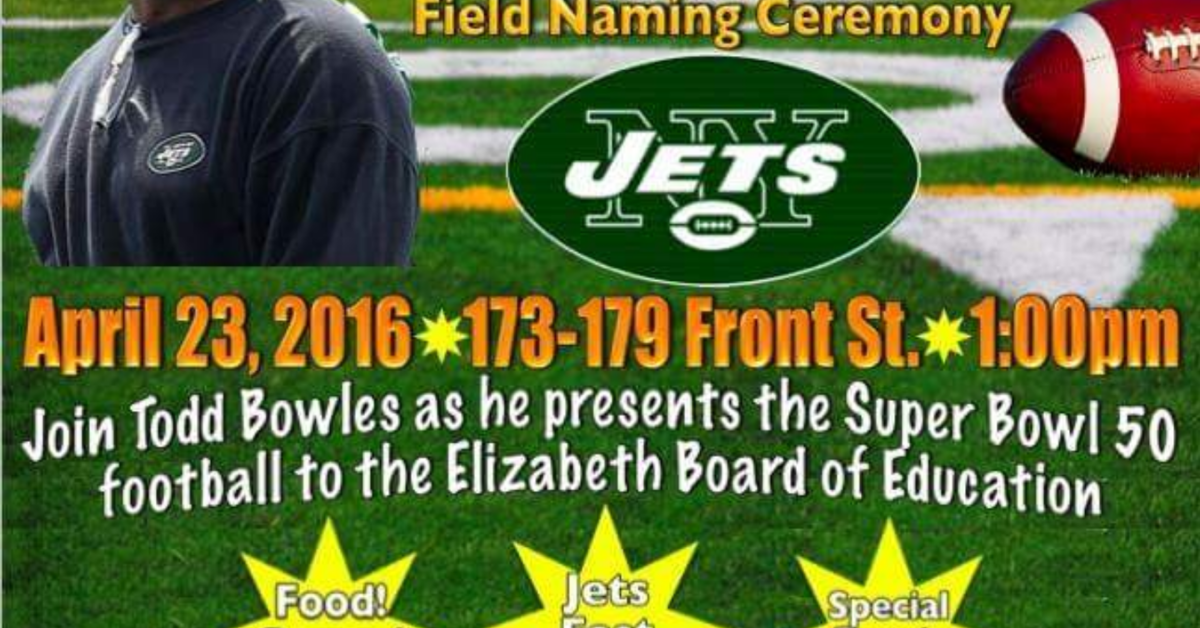 Elizabeth Athletic Field to be Re-Named in Honor of Jets Coach Todd Bowles
